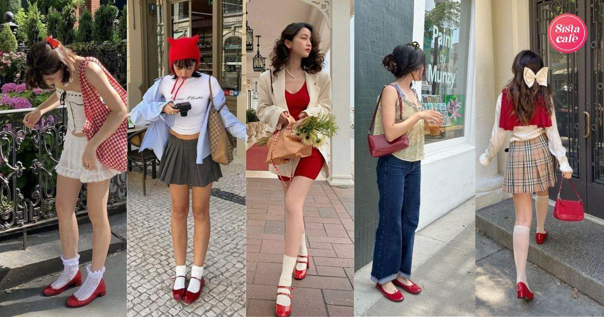รองเท้าแมรี่เจนสีแดง 25 ไอเดียแมทช์ลุคคิวท์ Mary Jane ไอเทมฮิตปี 2024 | บทความของ FEVER.TH ...